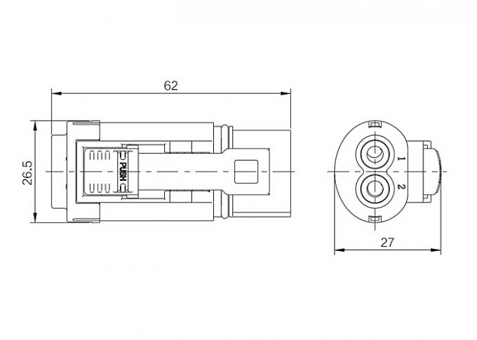 2차 잠금장치 EV 배터리 커넥터 IPXXB는 2 핀력을 방수 처리합니다